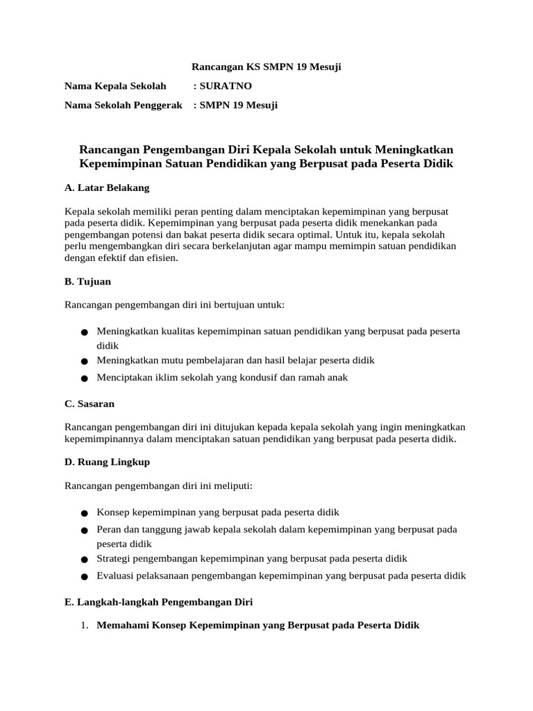 Pengembangan Diri Kepala Sekolah Suratno | PDF