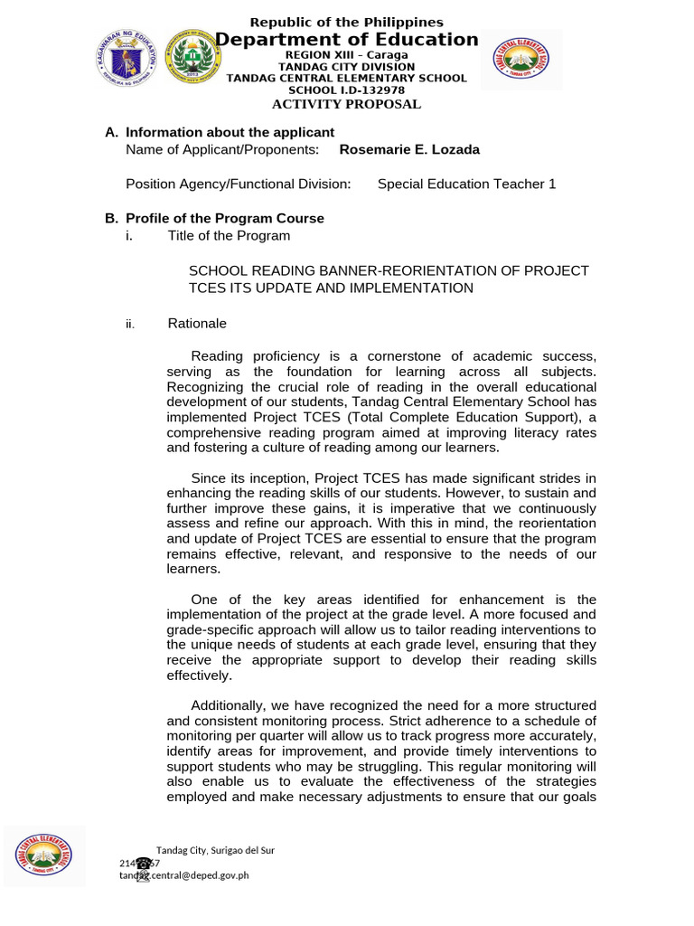 ACTIVITY PROPOSAL For First LAC SESSION 2024-2025 | PDF