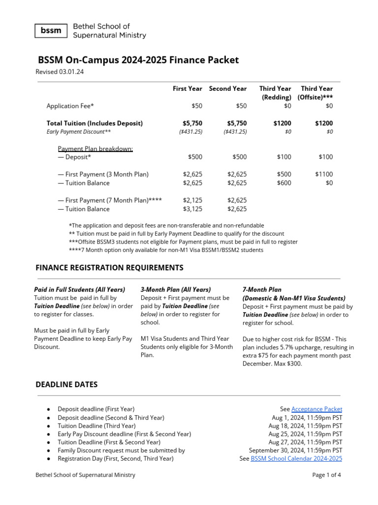 2024-2025-BSSM-Finance-Packet | PDF