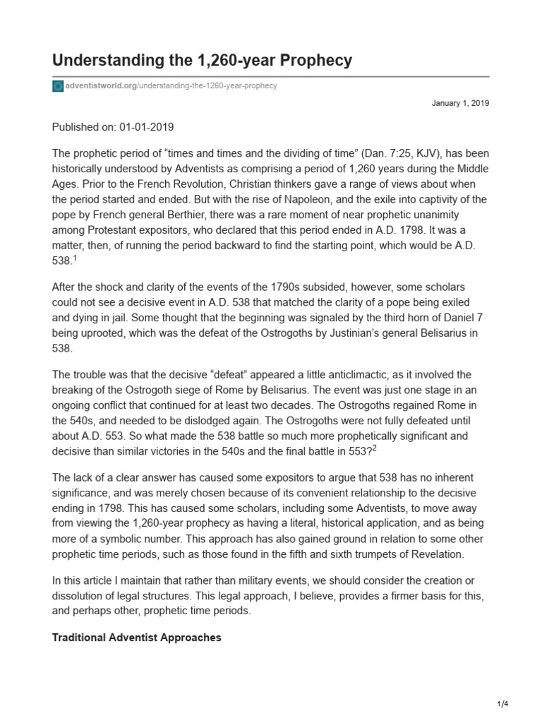 Understanding The 1260-Year Prophecy | PDF