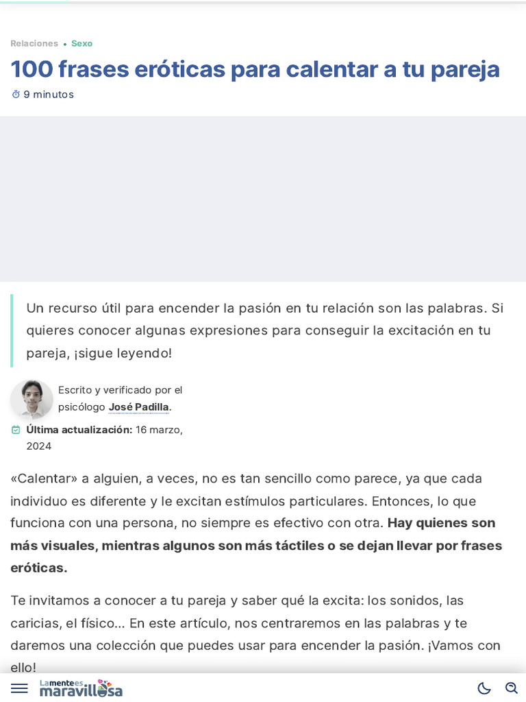 100 Frases Eróticas para Calentar A Tu Pareja: 9 Minutos | PDF