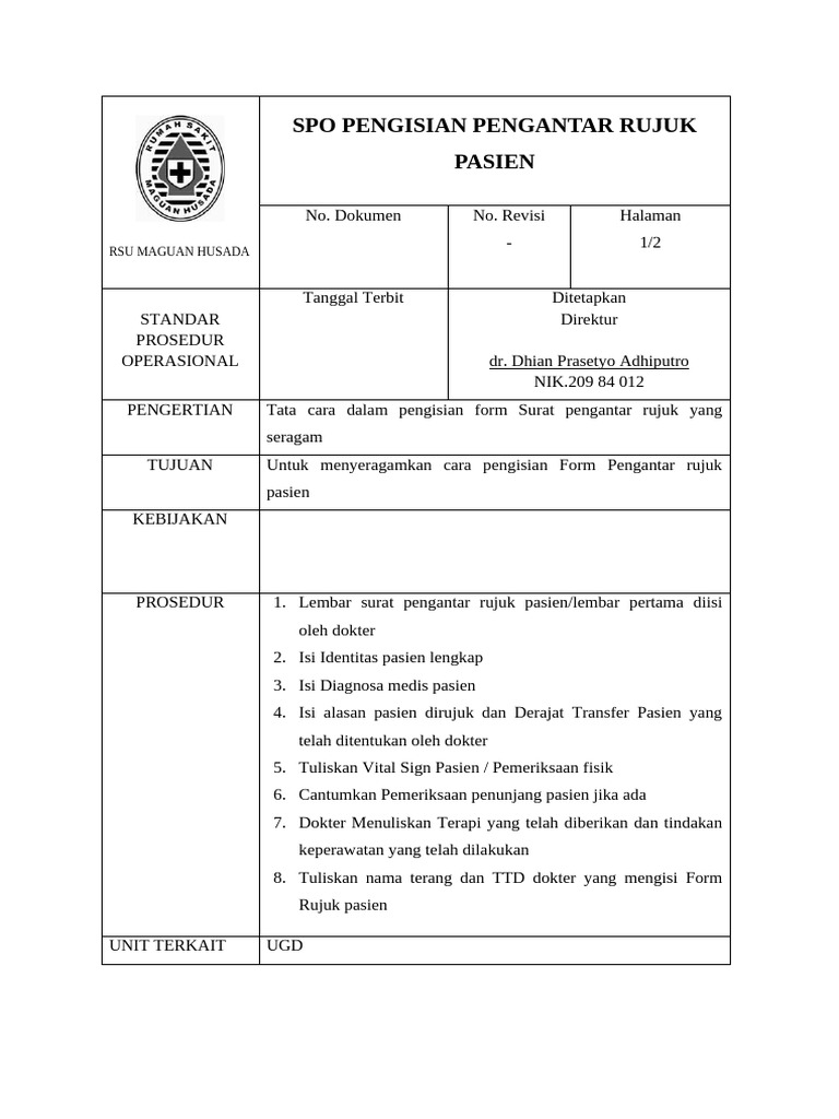 Spo Pengisian Pengantar Rujuk | PDF