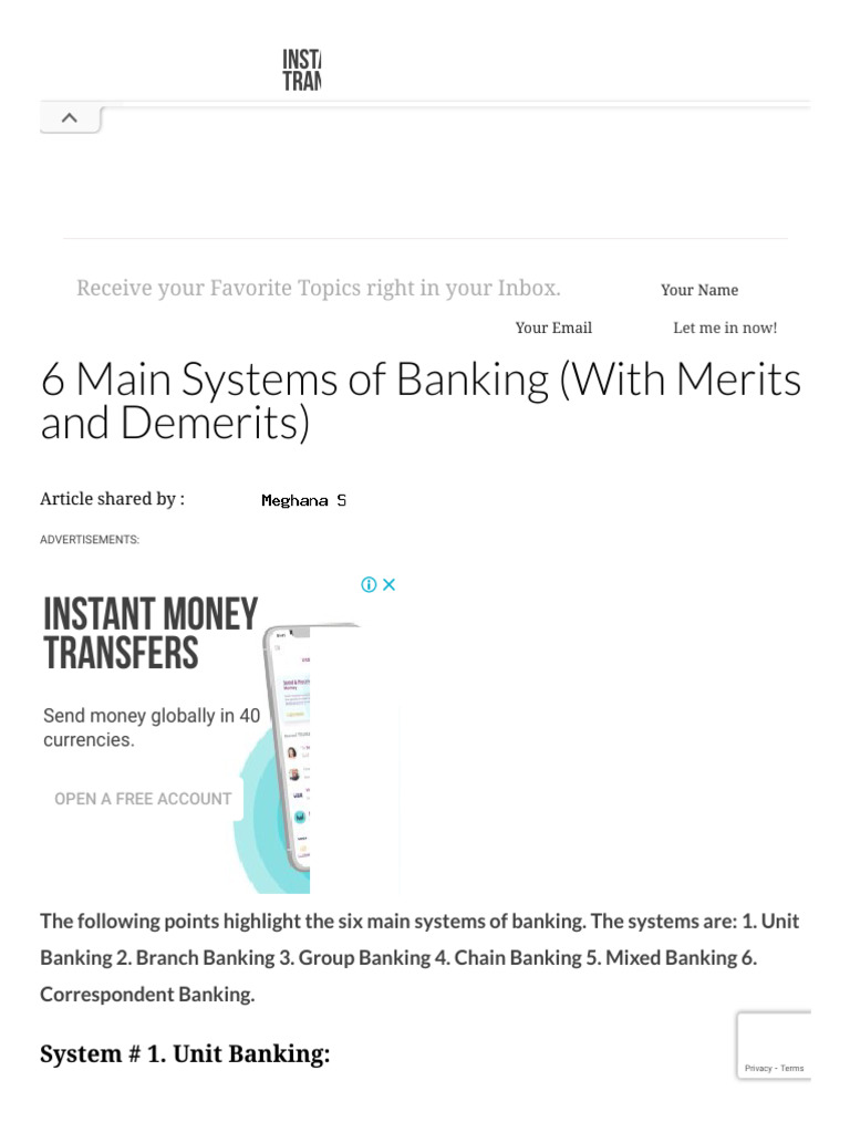 6 Main Systems of Banking (With Merits and Demerits) 2 | PDF