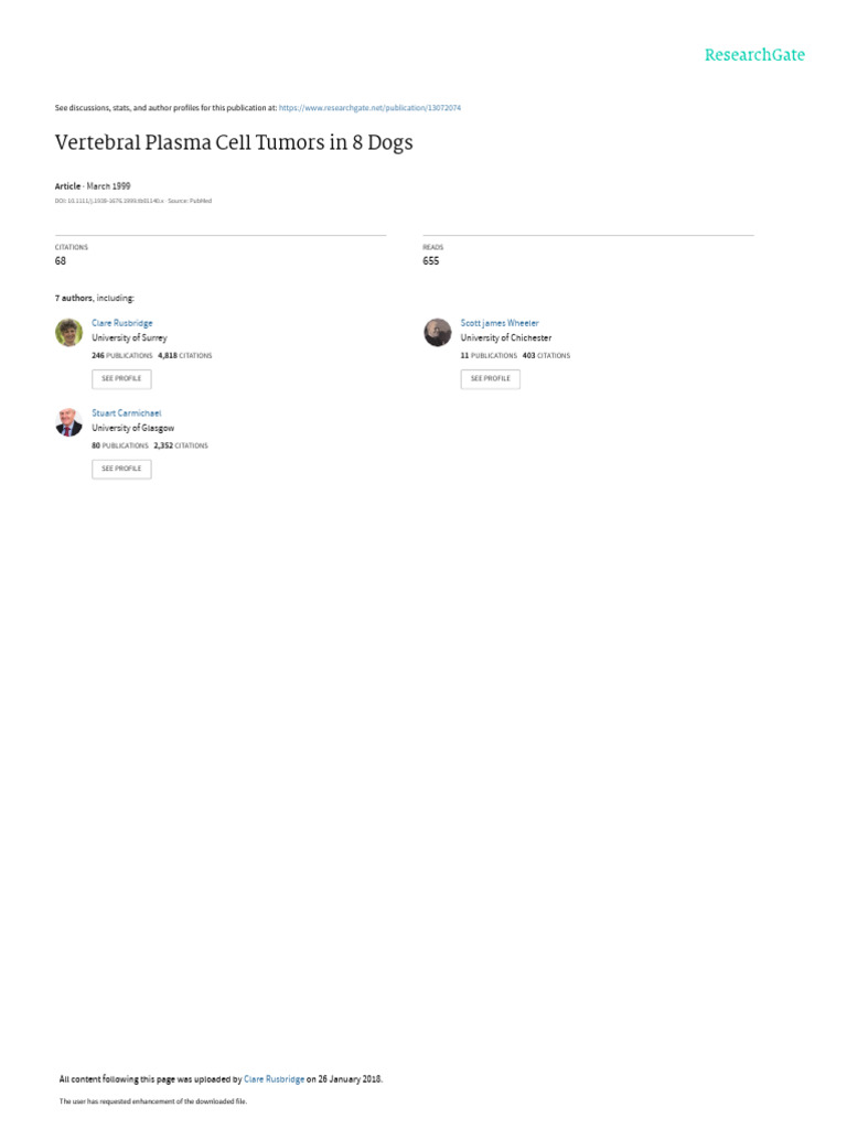 1999 Vertebral - Plasma - Cell - Tumors - in - 8 - Dogs | PDF