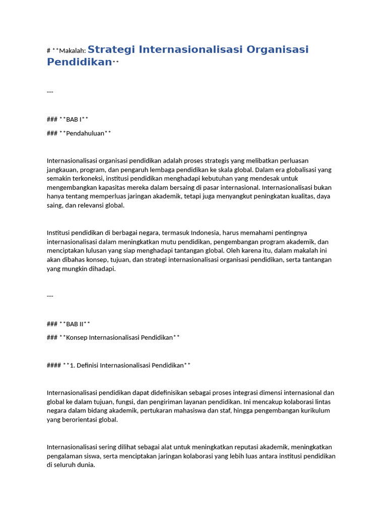 Strategi Internasionalisasi Organisasi Pendidikan | PDF