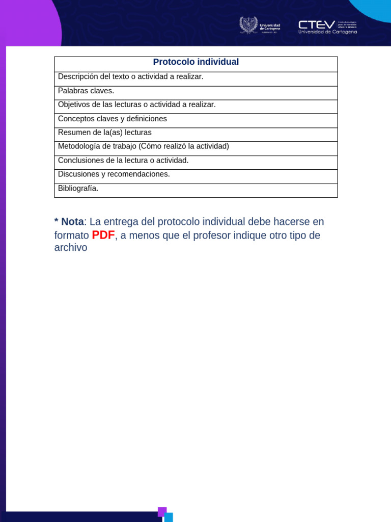 Plantilla Protocolo Individual | PDF