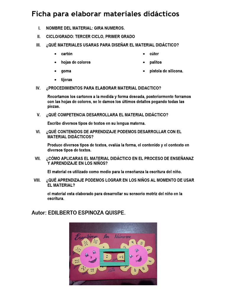 Ficha de Materiales Didácticos. | PDF