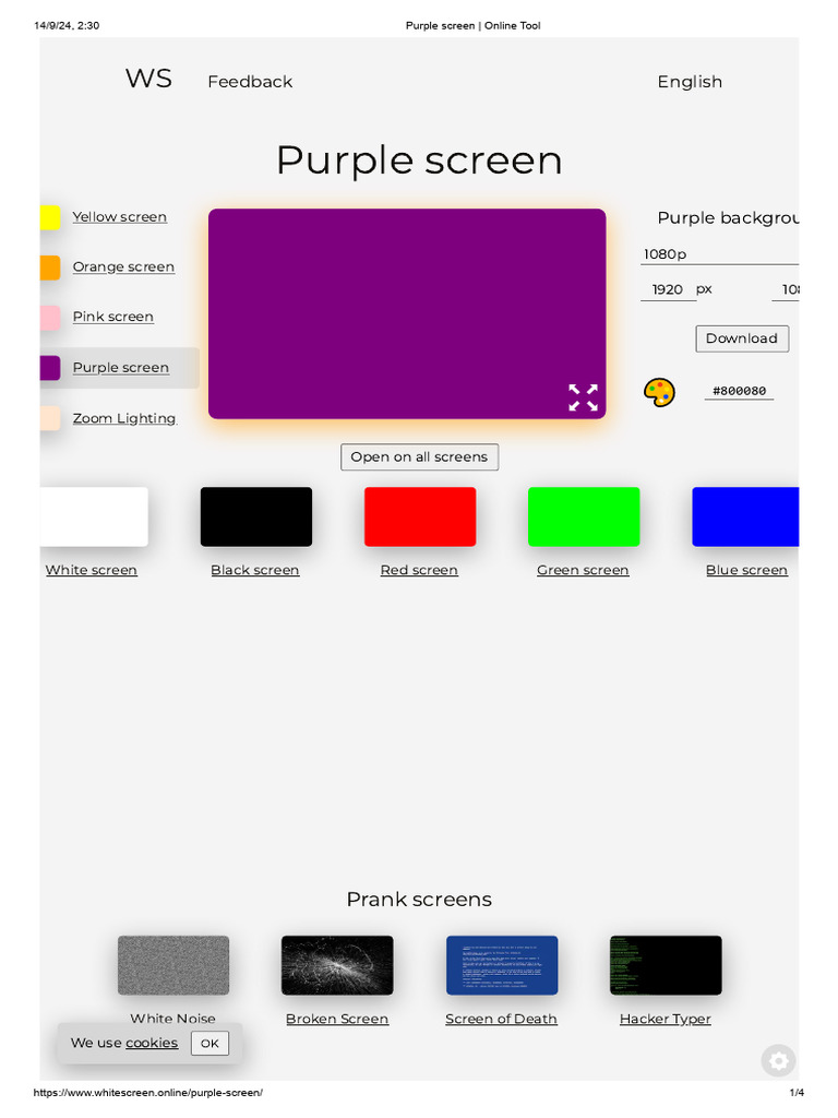 Purple Screen - Online Tool | PDF