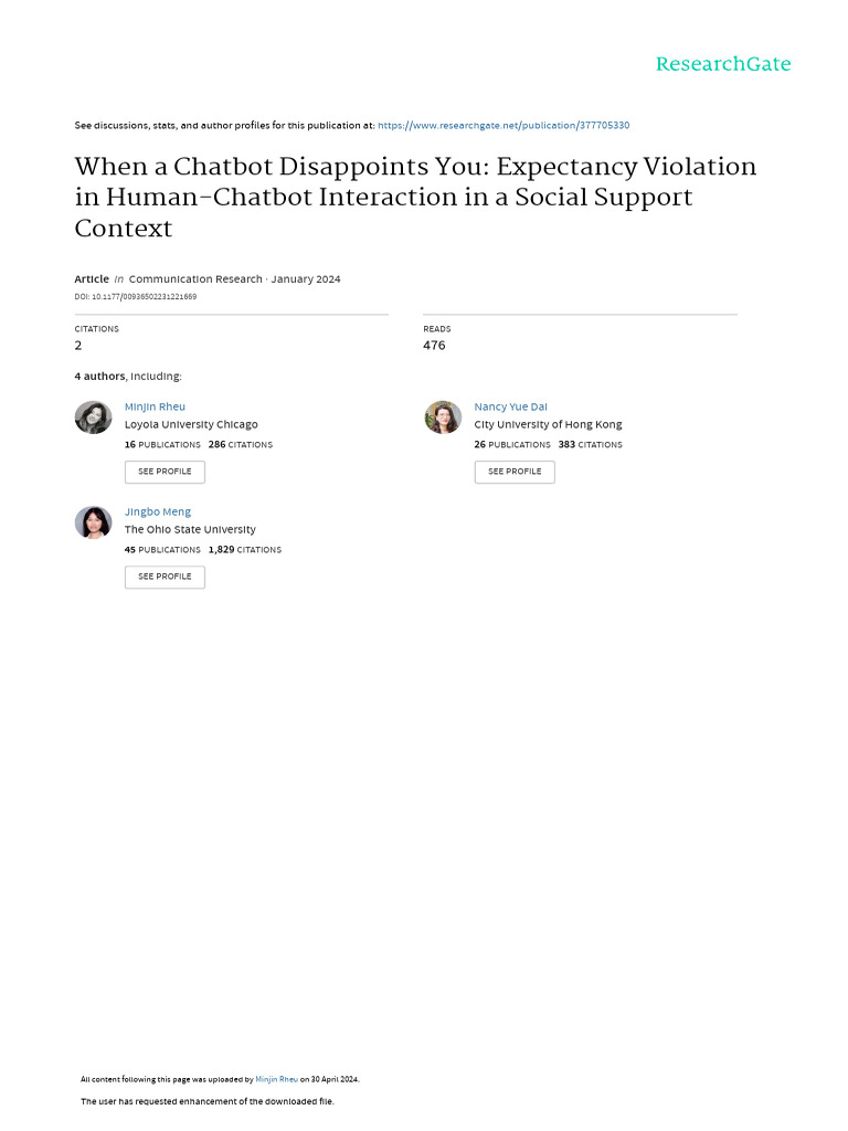 When A Chatbot Disappoints You - Expectancy Violation in Human-Chatbot ...