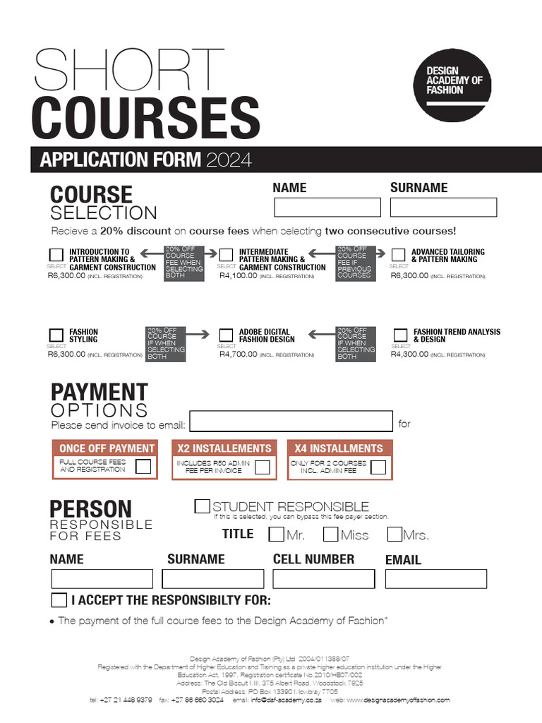 DAF Short Course Application 2024 | PDF