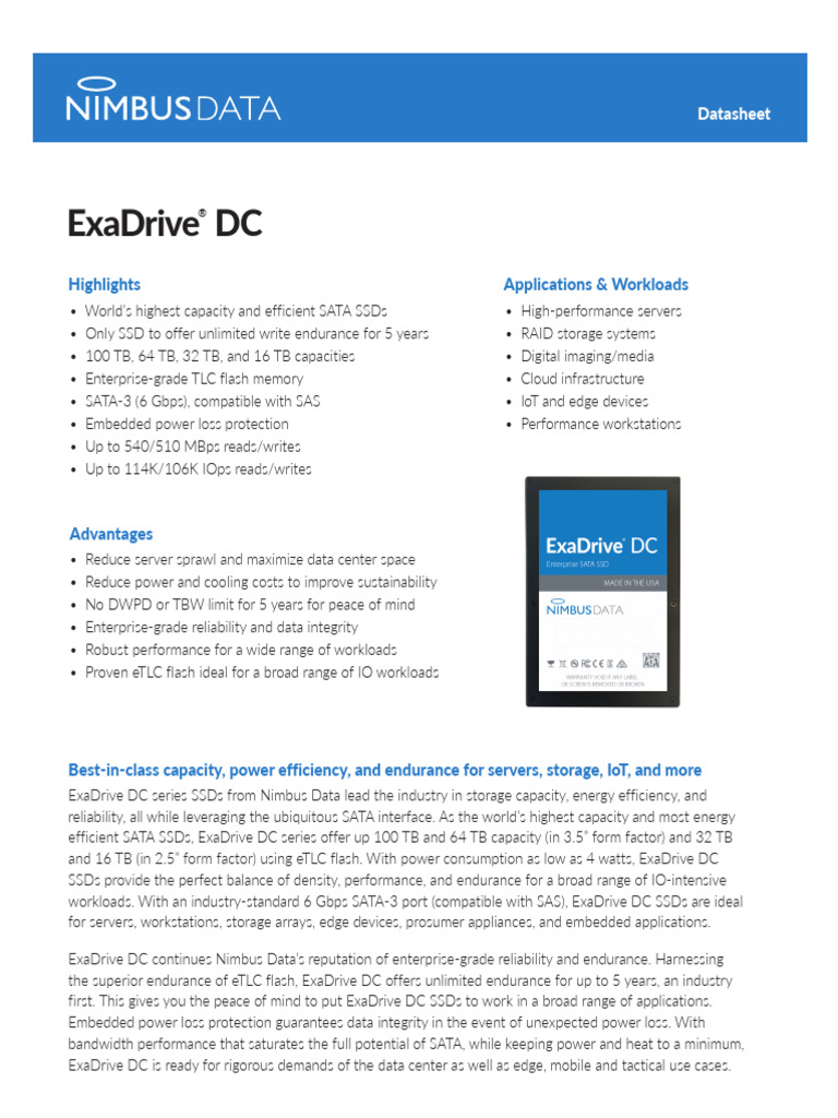 ExaDrive DC Datasheet | PDF