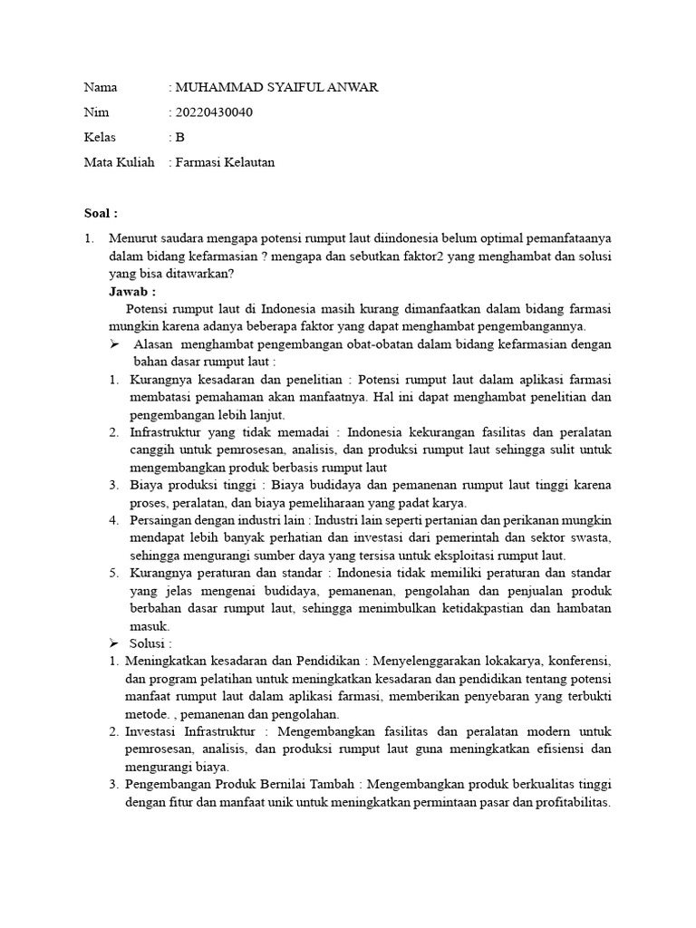 Muhammad Syaiful Anwar - 20220430040 (Tugas Kuis) Salinan | PDF