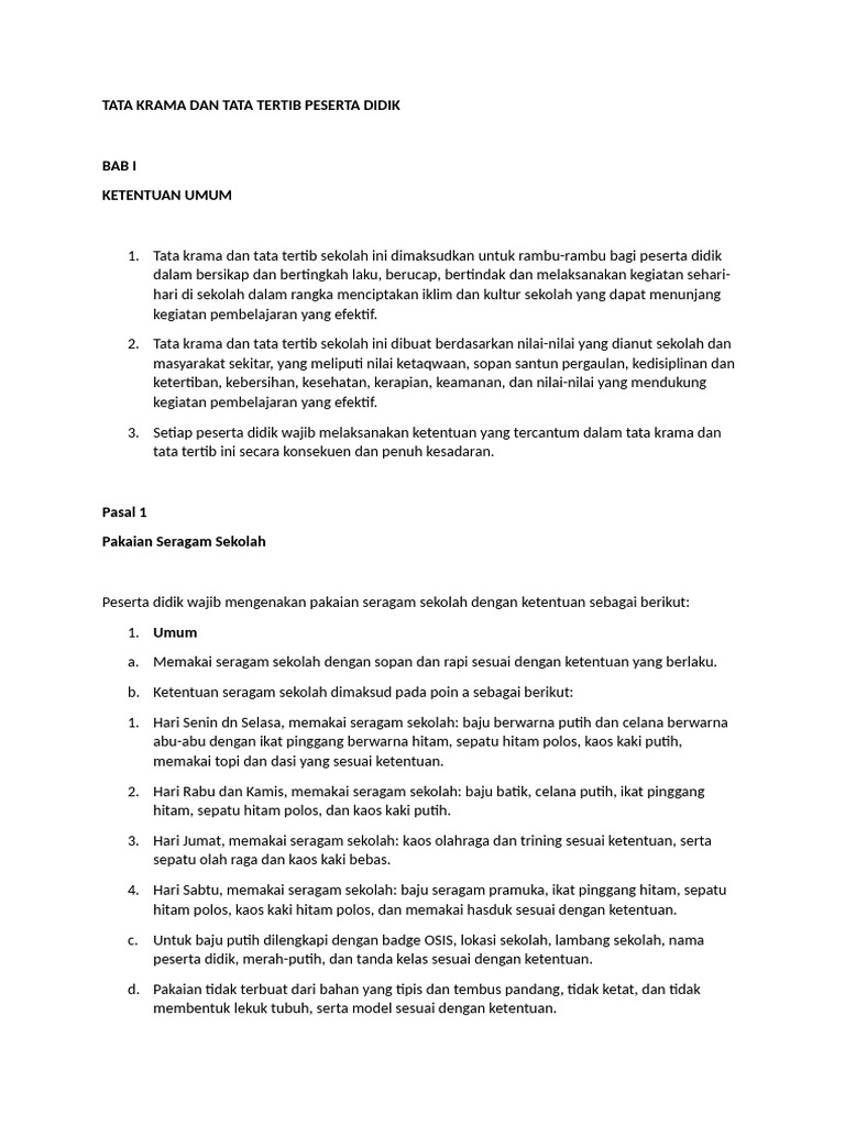 TATA KRAMA DAN TATA TERTIB PESERTA DIDIK | PDF