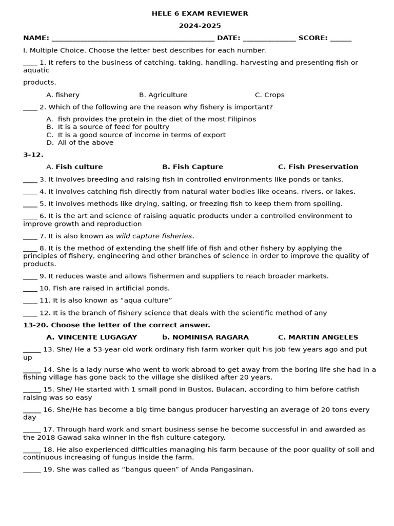 HELE 6 EXAM REVIEWER | PDF