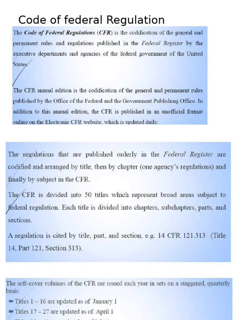 Code of Federal Regulation | PDF