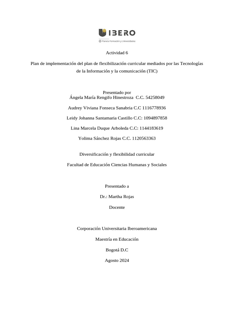 Actividad-Plan de Implementacion. | PDF | Aprendizaje | Realidad aumentada