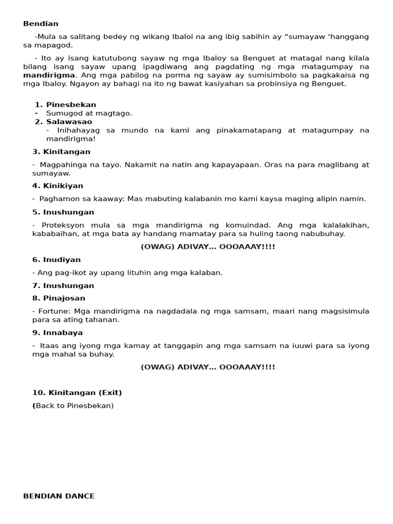 Bendian Dance | PDF