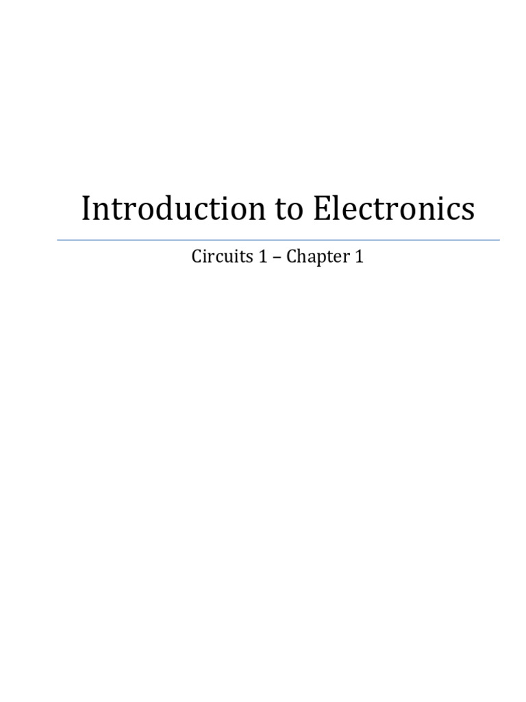 Circuits 1 1 Introduction To Electronics | PDF