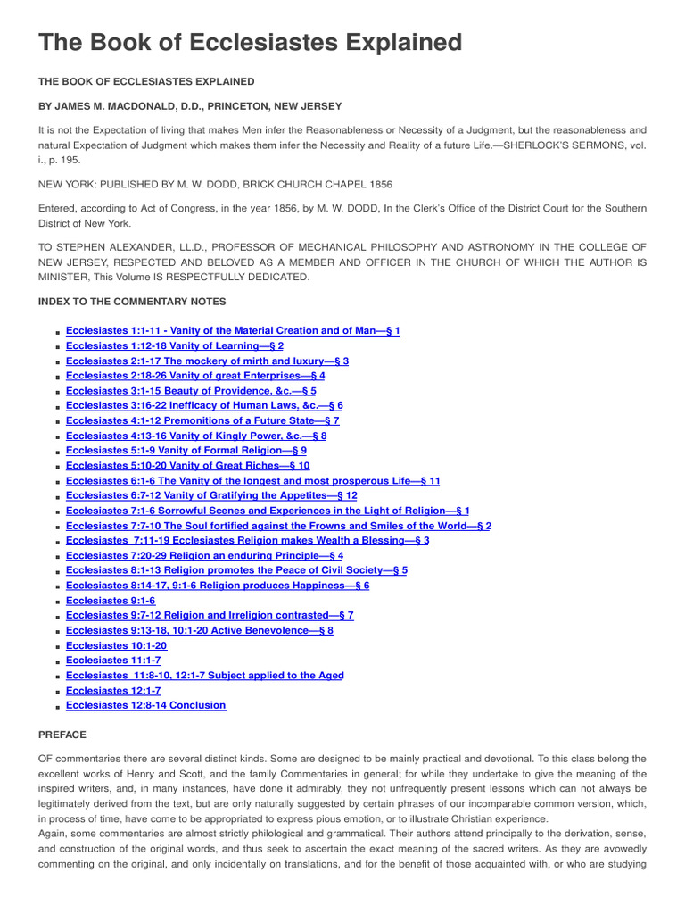 The Book of Ecclesiastes Explained | PDF
