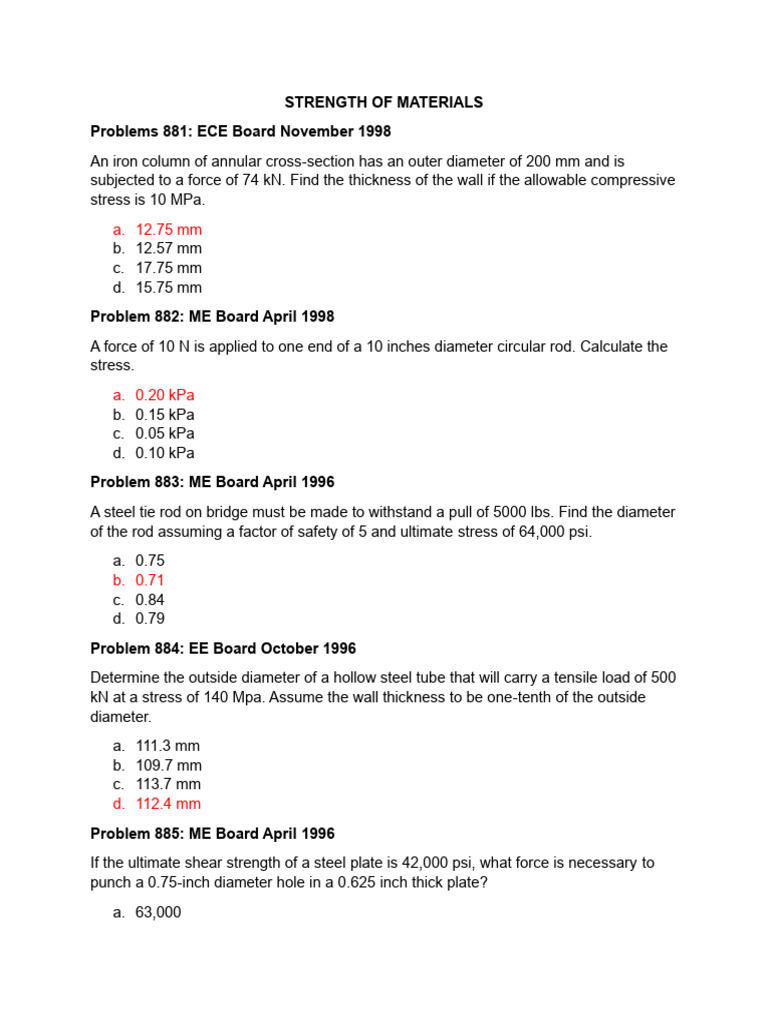 Strength of Materials Solving | PDF