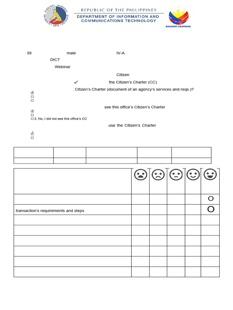 ARTA MC 2022 05 Annex A. CSM Questionnaire Online Transaction | PDF