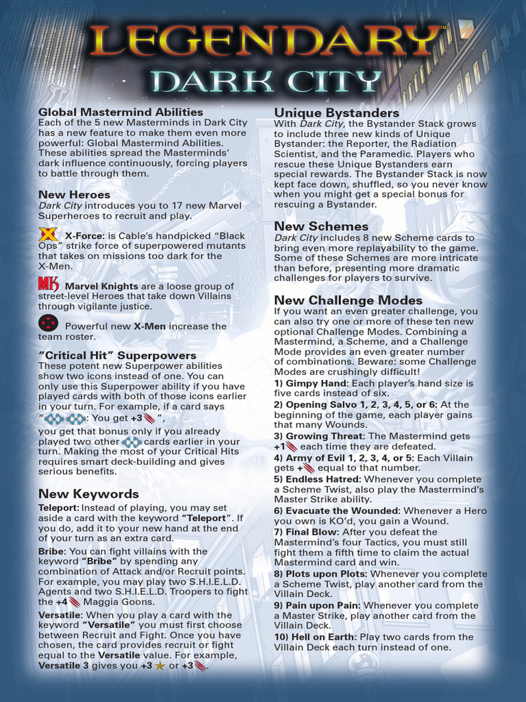 Legendary Rules-Dark City | PDF