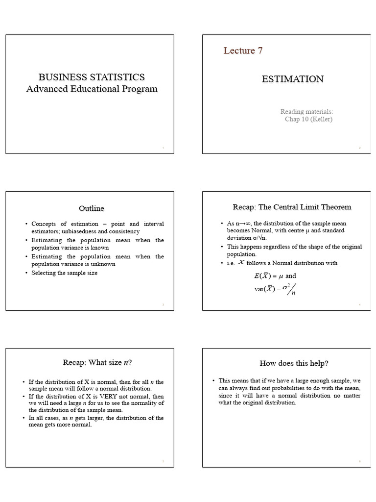 Lecture 6 - Estimation | PDF