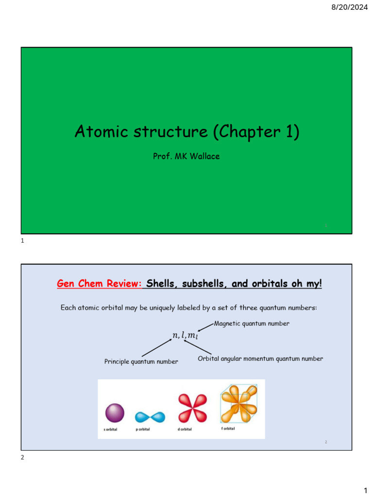 Chapter 1 - Atomic structure | PDF Chapter 1 - Atomic structure | PDF