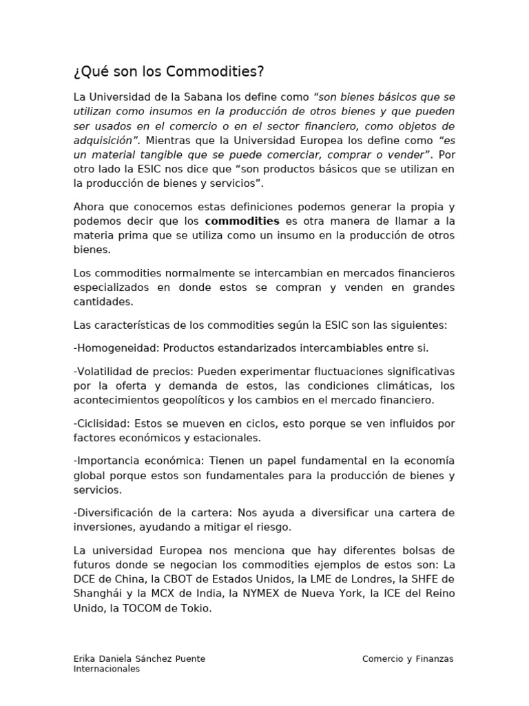 Qué Son Los Commodities | PDF