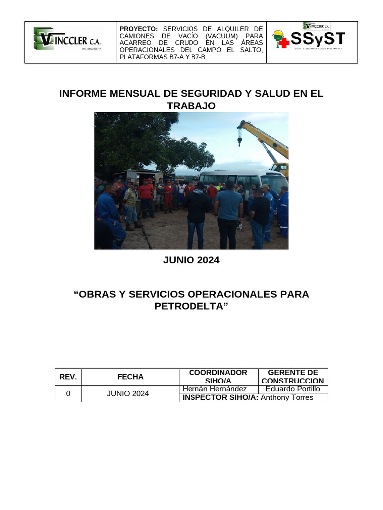 Informe de Gestion Mensual de Seguridad y Salud en El Trabajo Junio 2024 | PDF