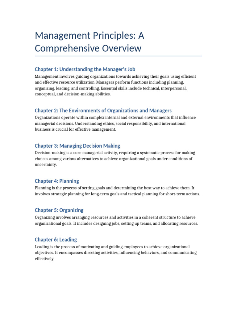 Management Principles Overview | PDF