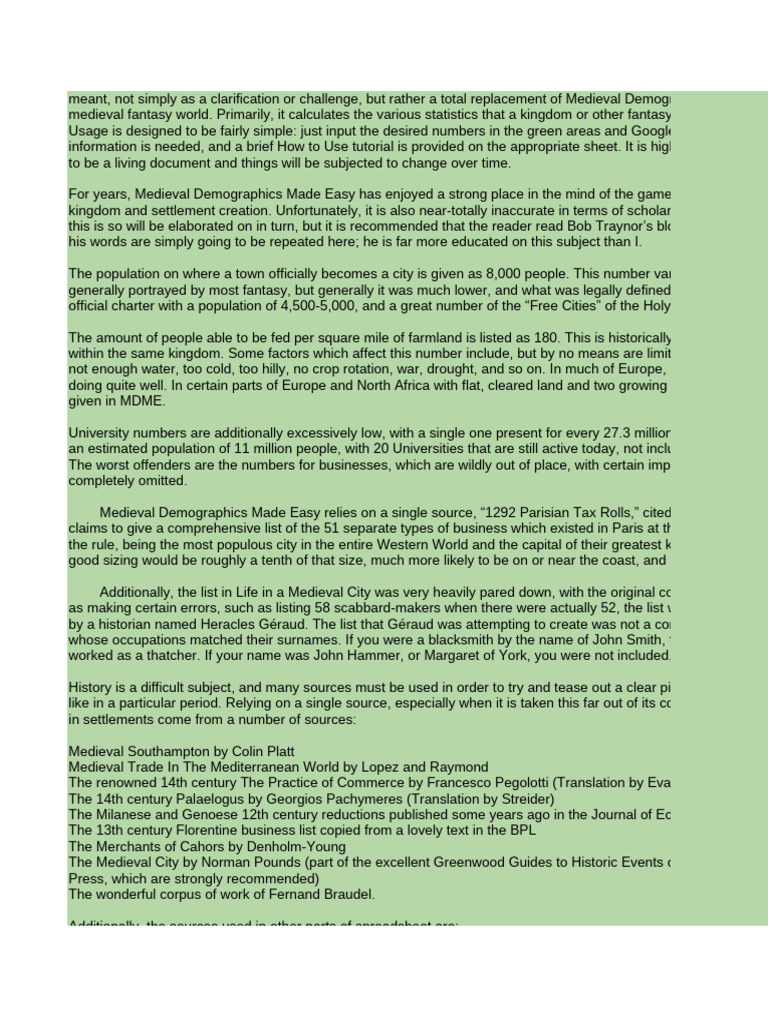 Medieval Demographics Done Better | PDF