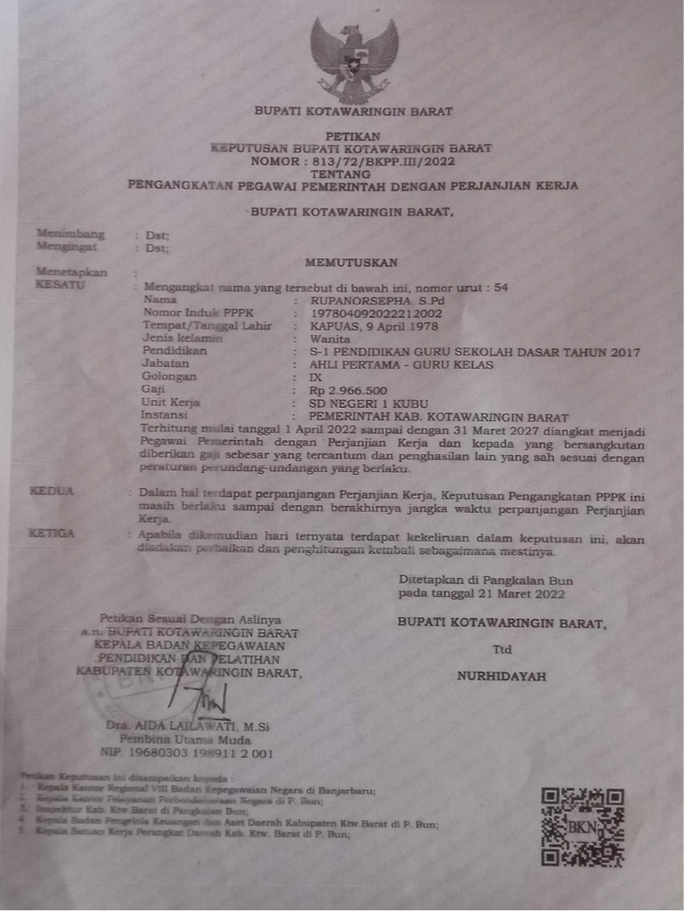 SK Kepegawaian Terakhir (RupaNorsepha) | PDF