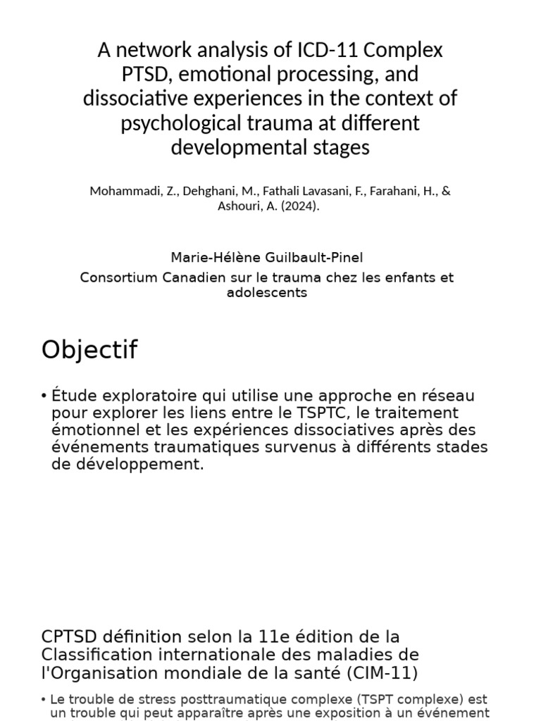 A Network Analysis of ICD-11 Complex PTSD | PDF | Complex Post Traumatic Stress Disorder | Emotions