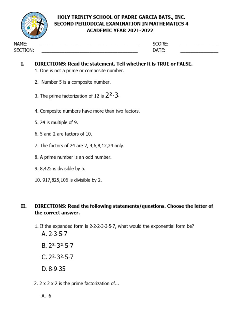 2ND Periodical Exam in Grade 4 | PDF