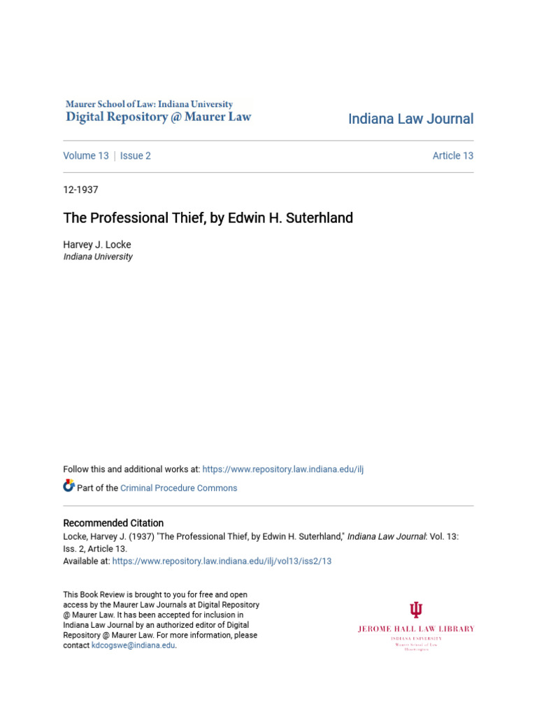 The Professional Thief | PDF | Theft | Police