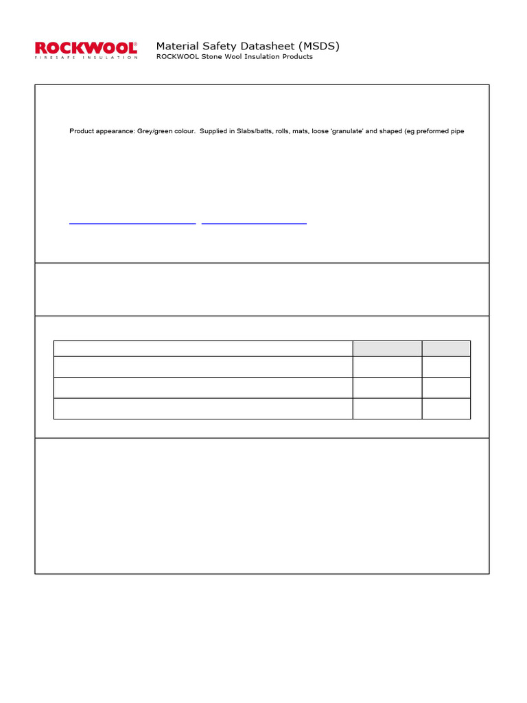 MSDS Rockwool | PDF
