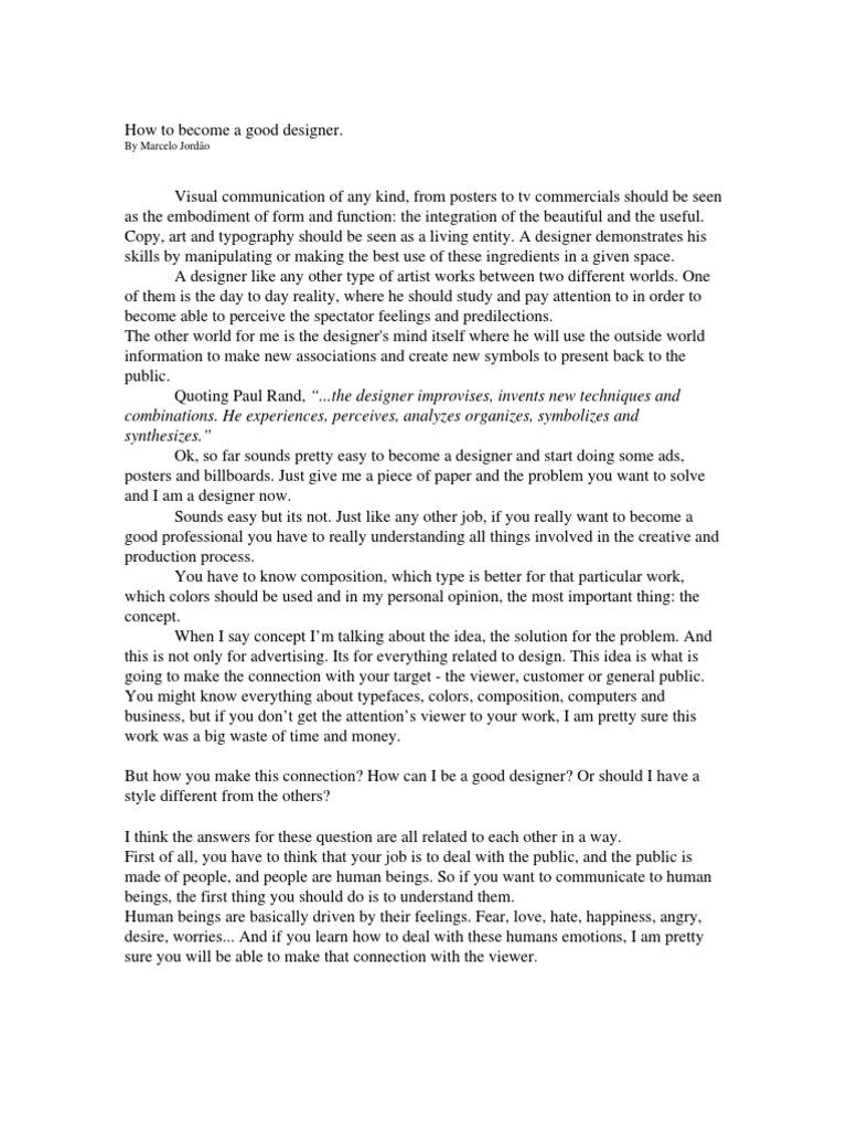 How To Be A Good Designer | Download Free PDF | Emotions | Advertising