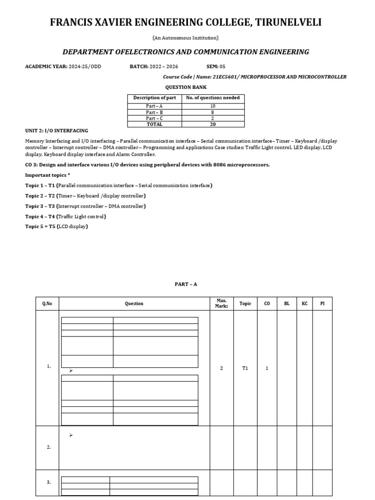 MPMC Two Marks U-3 | PDF