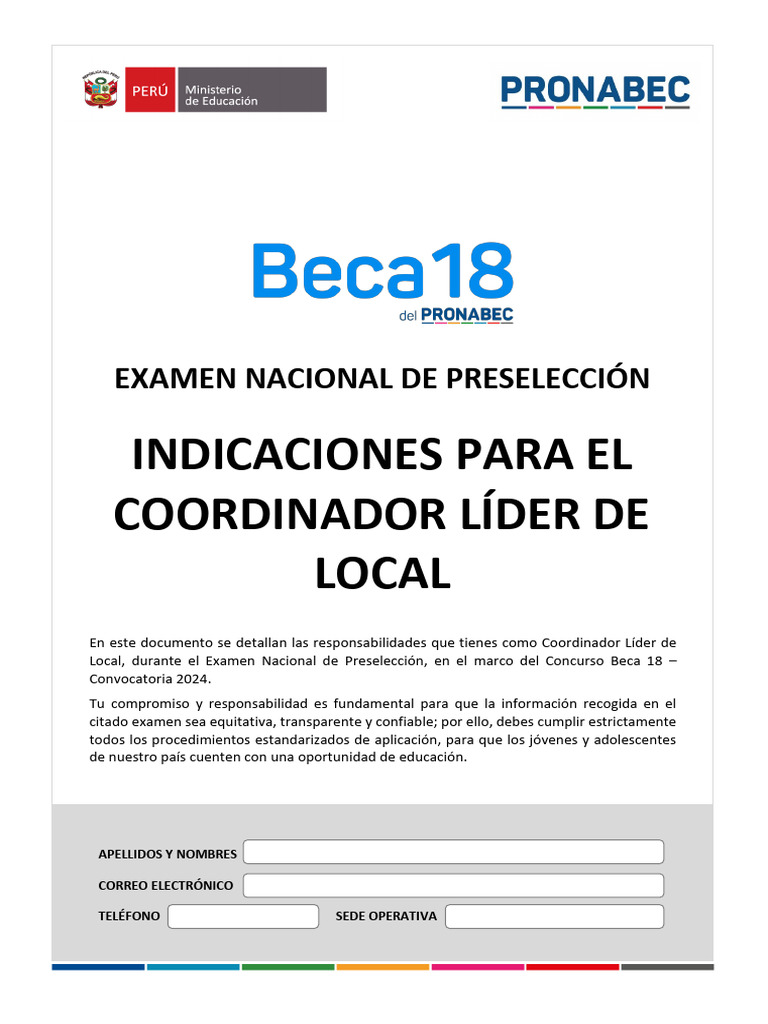 Indicaciones para Coordinador Líder de Local | PDF