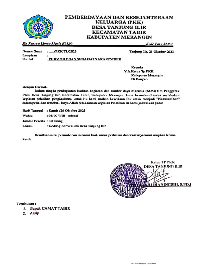 Surat PERMOHONAN Menjadi NARASUMBER | PDF