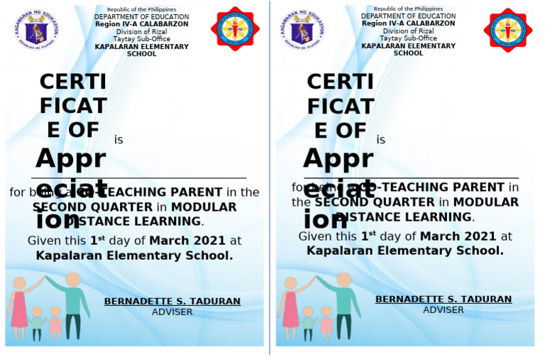 2ND GRADING-PARENTS-CERT | PDF