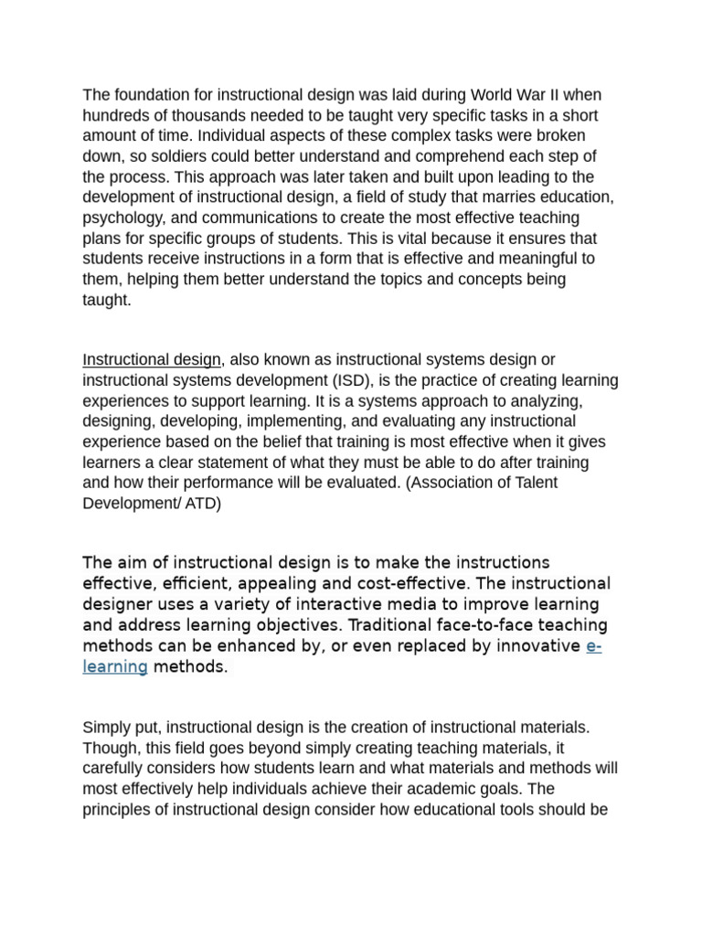 Instructional Design | PDF | Instructional Design | Learning