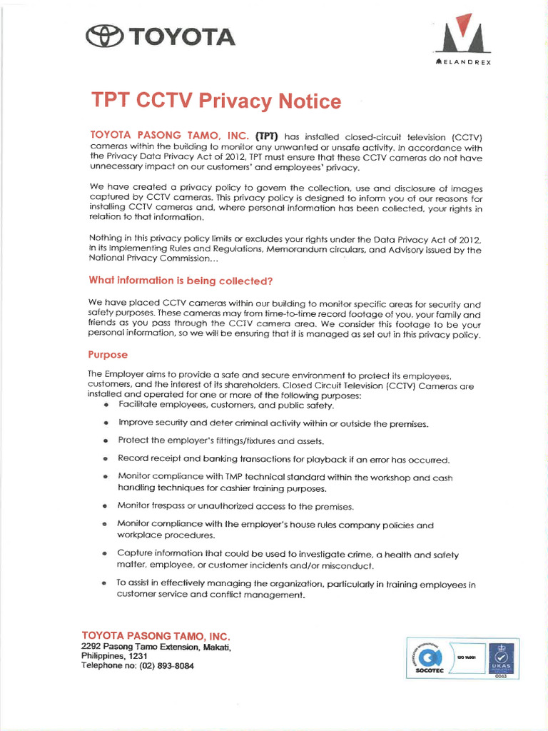 TPT-CCTV-Policy-V2_S2023 | PDF