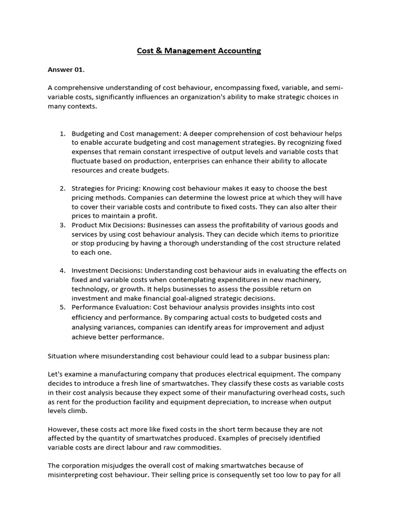 Cost & Management Accounting | PDF | Cost Accounting | Profit (Economics)