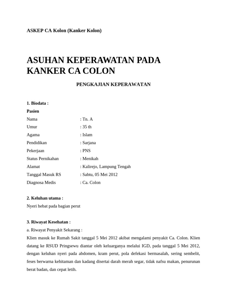 Askep Ca Colon Aa | PDF