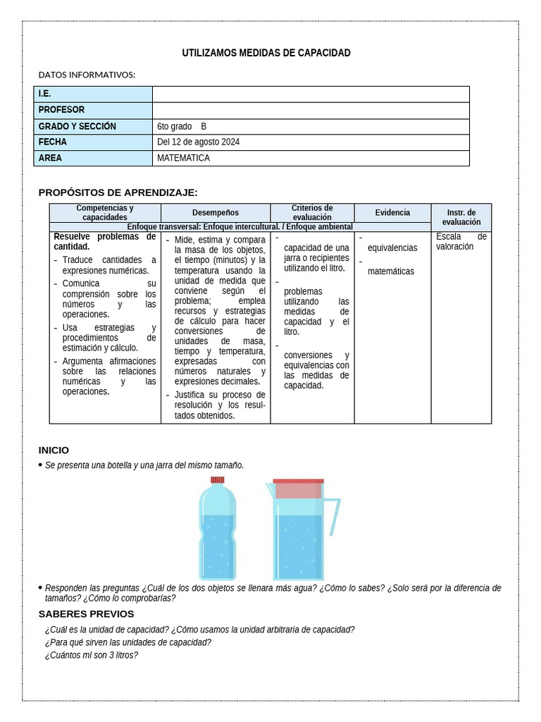 matematica unidades de capacidad | PDF