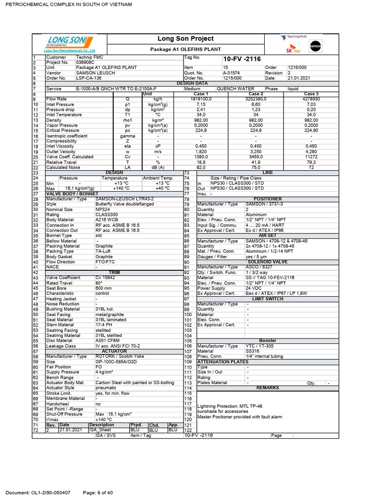 Calculation Sheet 10-FV-2116 | PDF