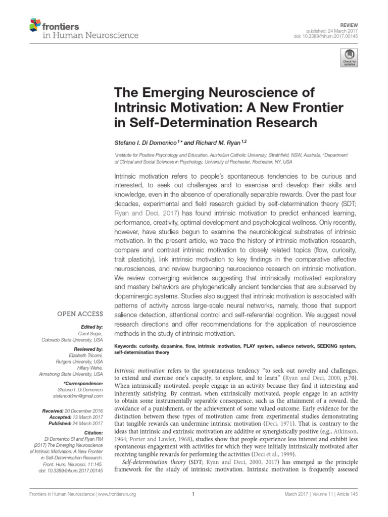 The Emerging Neuroscience of Intrinsic Motivation | PDF
