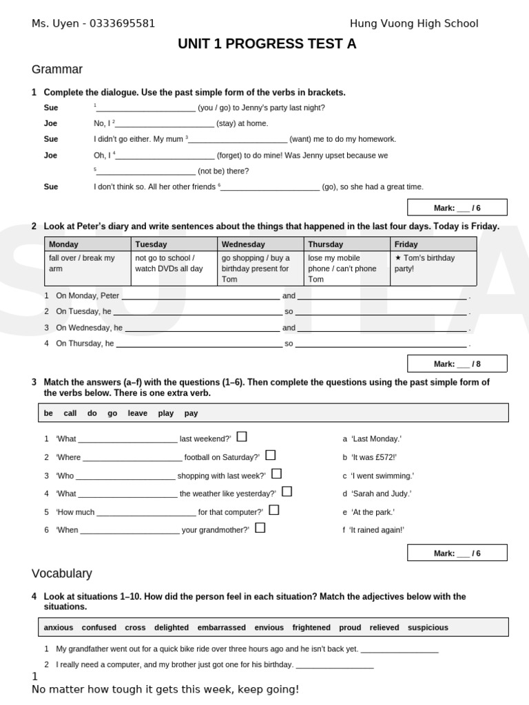 E10-Extra-Unit 1B | PDF